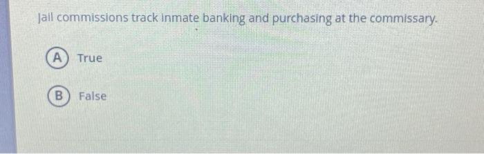 Jail commissions track Inmate banking and purchasing | Chegg.com