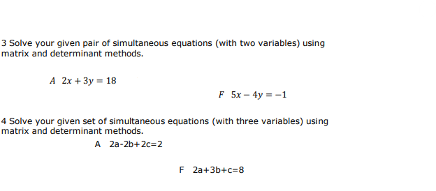 Solved 3 ﻿Solve your given pair of simultaneous equations | Chegg.com