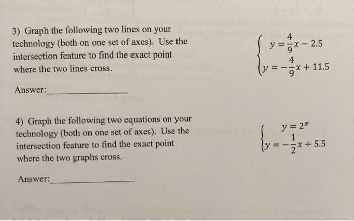 Solved 3) Graph the following two lines on your technology | Chegg.com