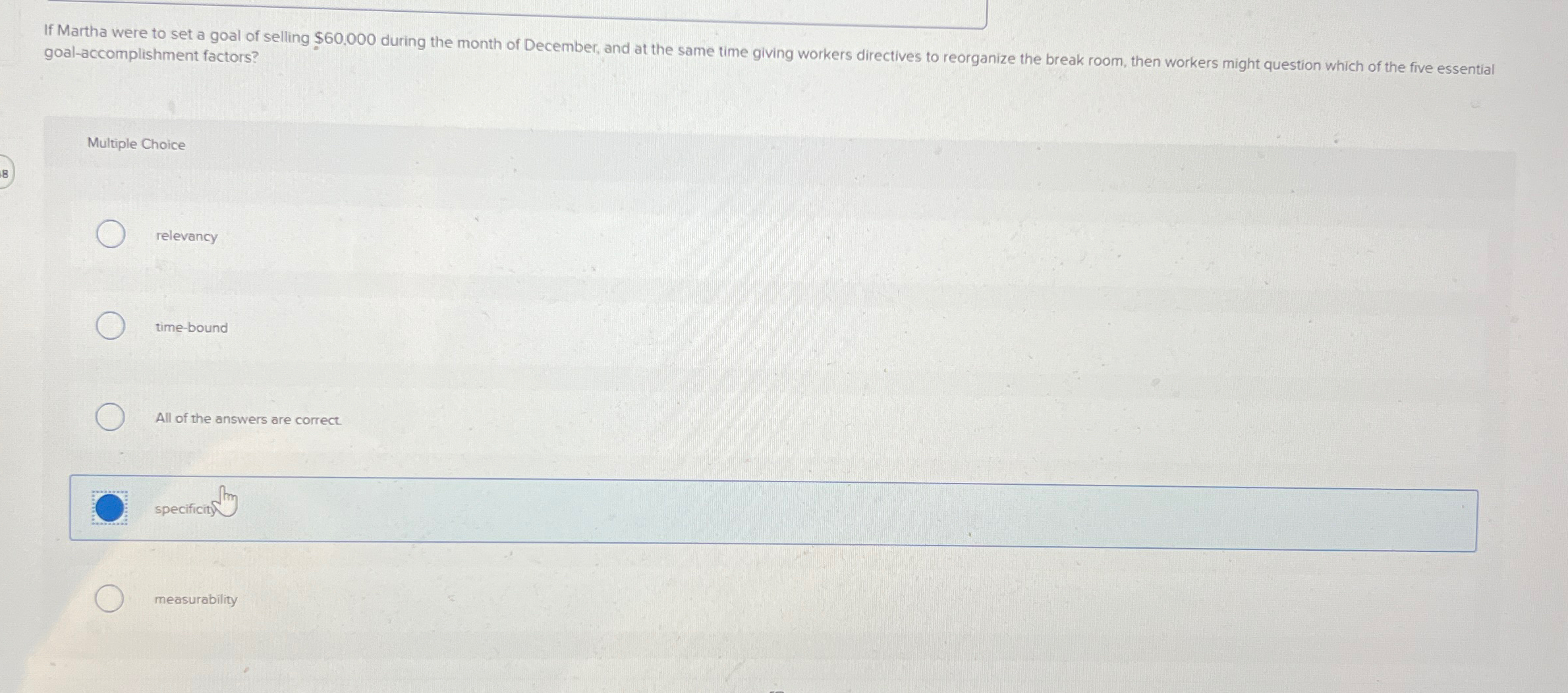 Solved goal-accomplishment factors?Multiple | Chegg.com