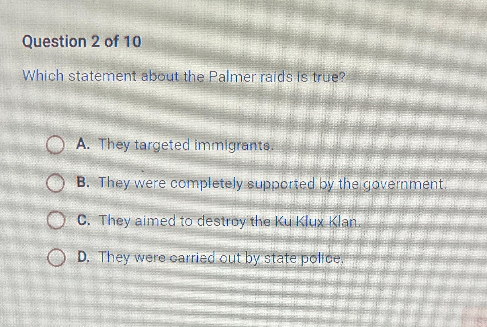 Solved Question 2 ﻿of 10Which statement about the Palmer | Chegg.com