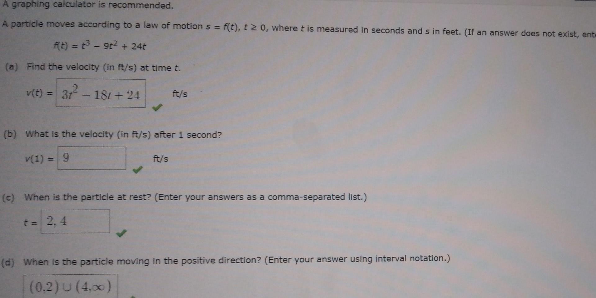 Solved A graphing calculator is recommended. A particle | Chegg.com