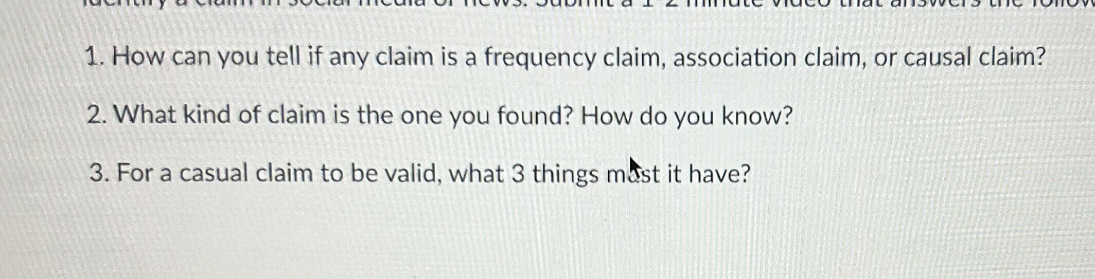 Solved How can you tell if any claim is a frequency claim, | Chegg.com