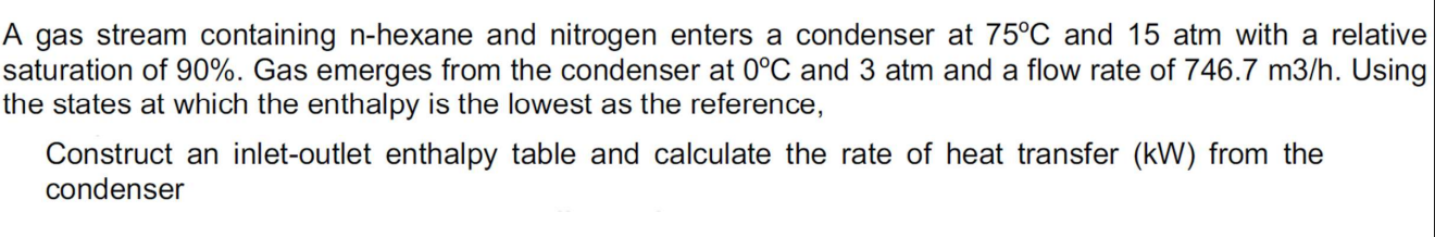 Solved A gas stream containing n-hexane and nitrogen enters | Chegg.com