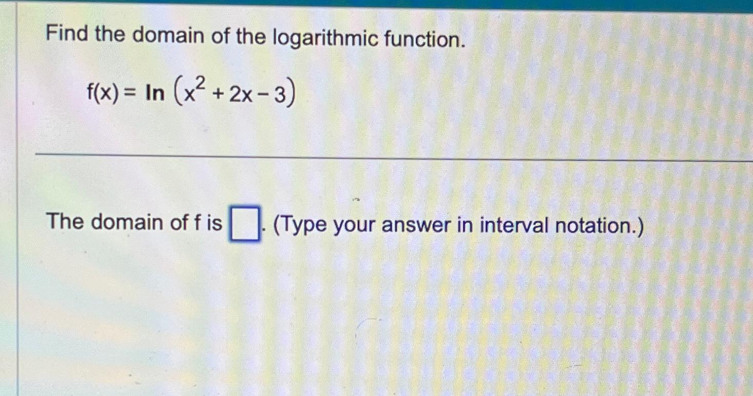 Solved Find the domain of the logarithmic | Chegg.com