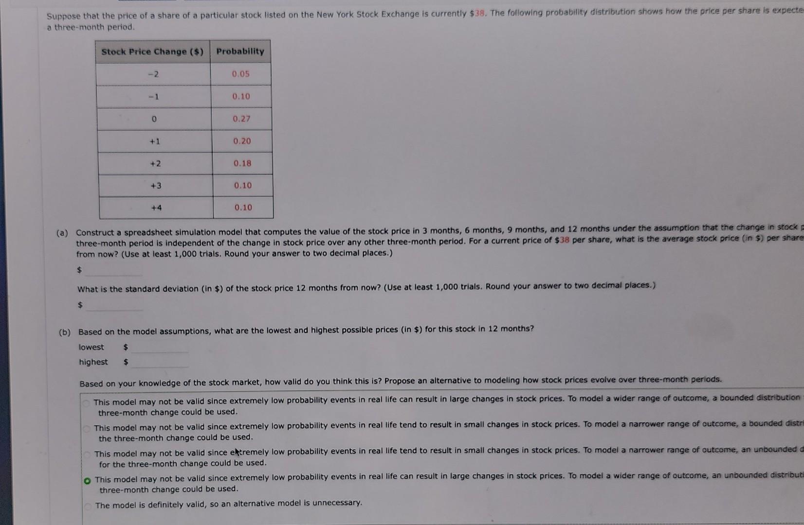Solved (a) Construct a spreadsheet simulation model that | Chegg.com