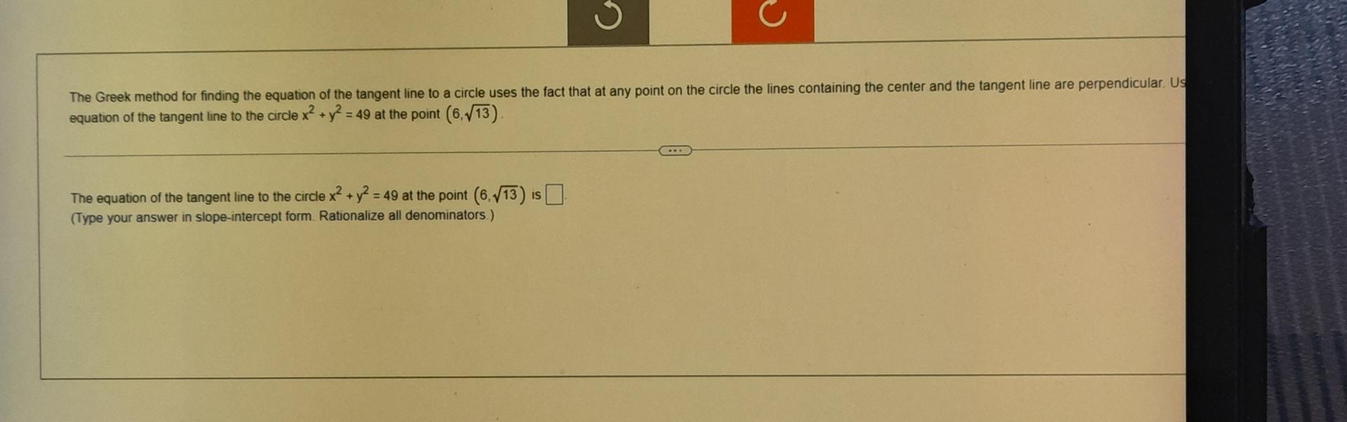 Solved The Greek method for finding the equation of the | Chegg.com