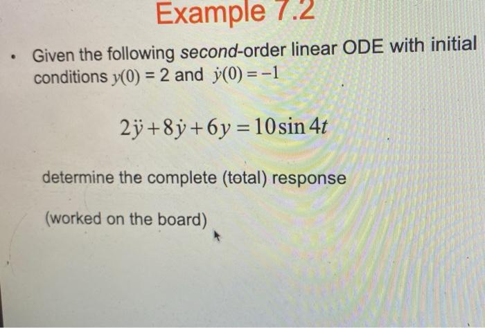 Solved Example 7.2 Given the following second-order linear | Chegg.com