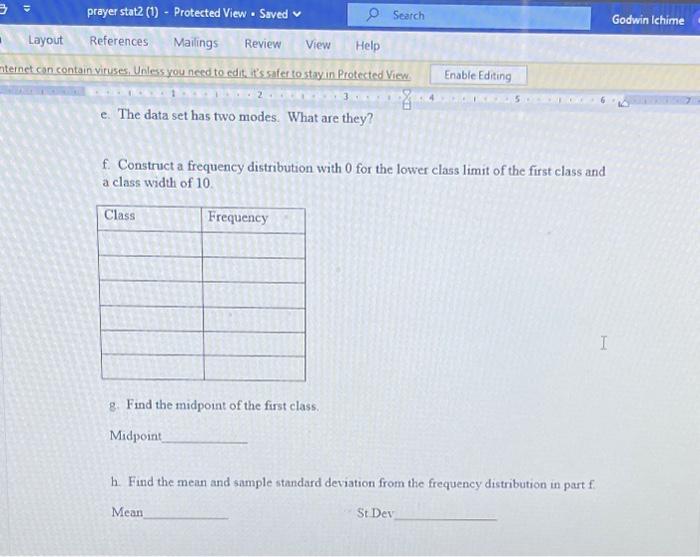 Use the data values to answer the following parts. | Chegg.com