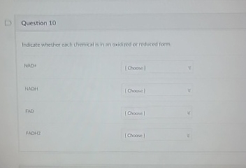 Solved Question 10Indicate whrether cecli chemical ts in an | Chegg.com