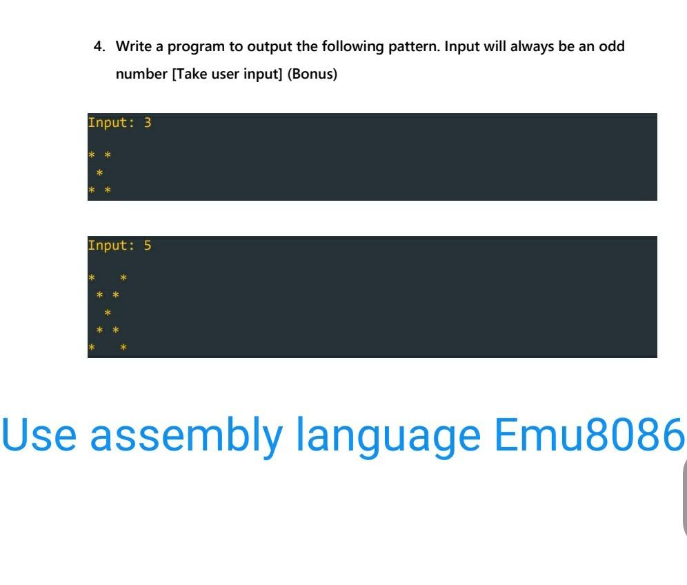 Solved 4. Write a program to output the following pattern. | Chegg.com