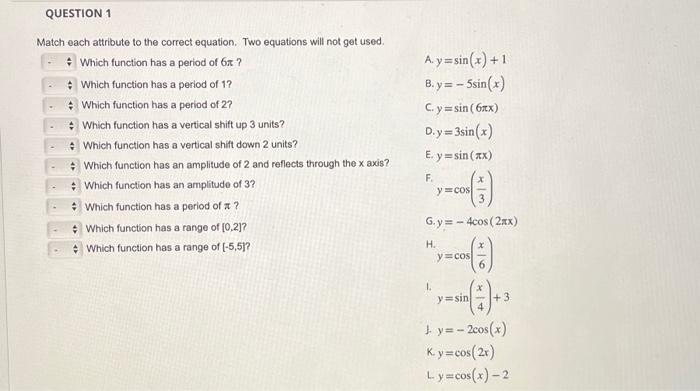 Solved Match each attribute to the correct equation. Two | Chegg.com