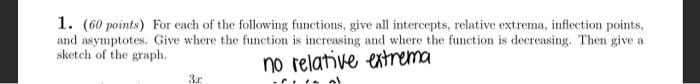 Solved 1. (60 points) For each of the following functions, | Chegg.com