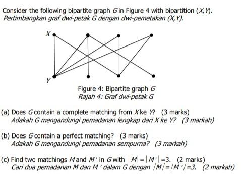 Solved Consider the following bipartite graph G in Figure 4 | Chegg.com