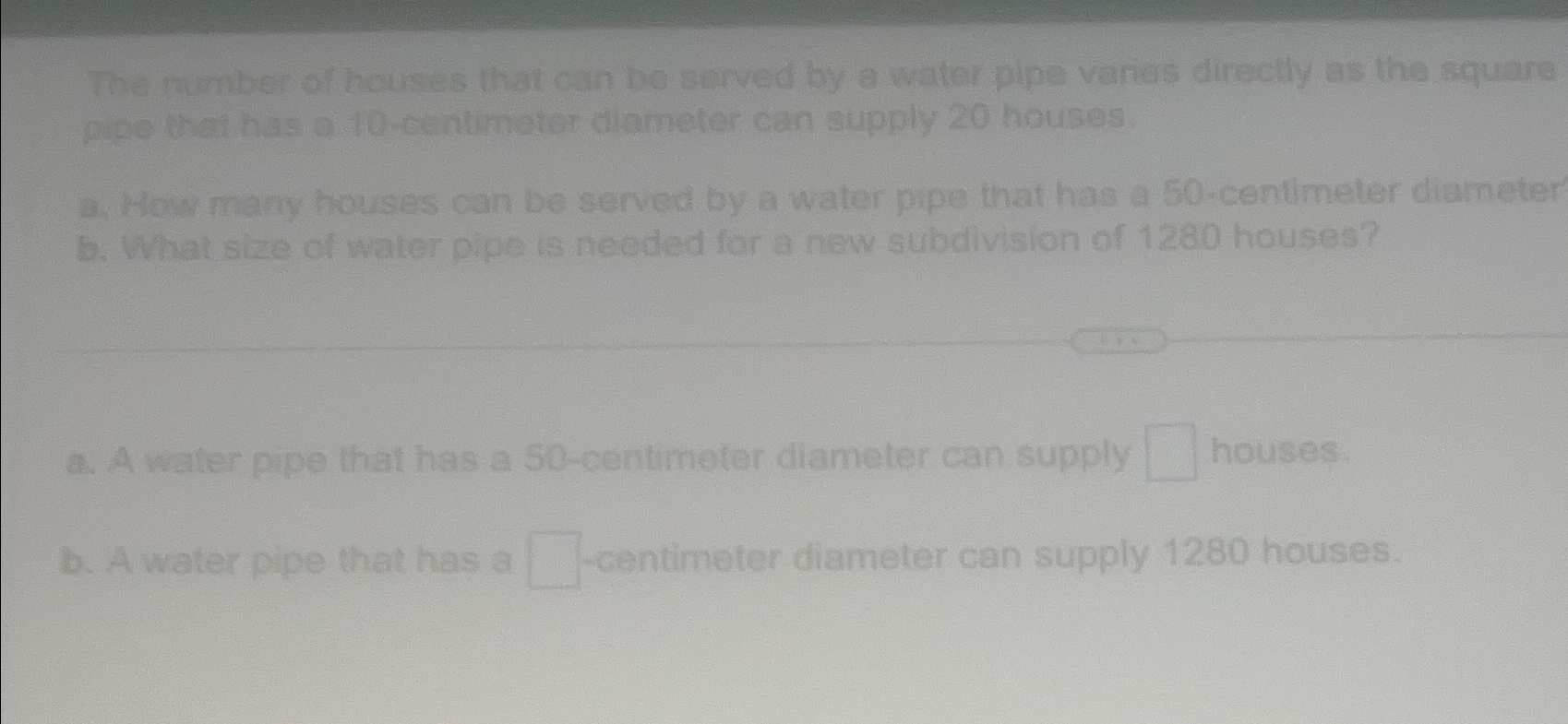 Solved The mumber of houses that can bo served by e water | Chegg.com