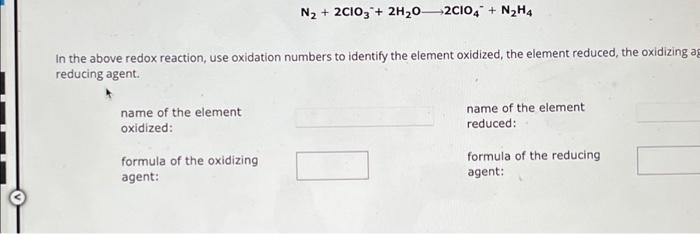 Solved In the above redox reaction, use oxidation numbers to | Chegg.com