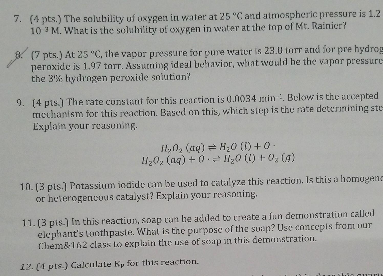 [Solved]: the solubility of oxygen in water at 25 degree cel