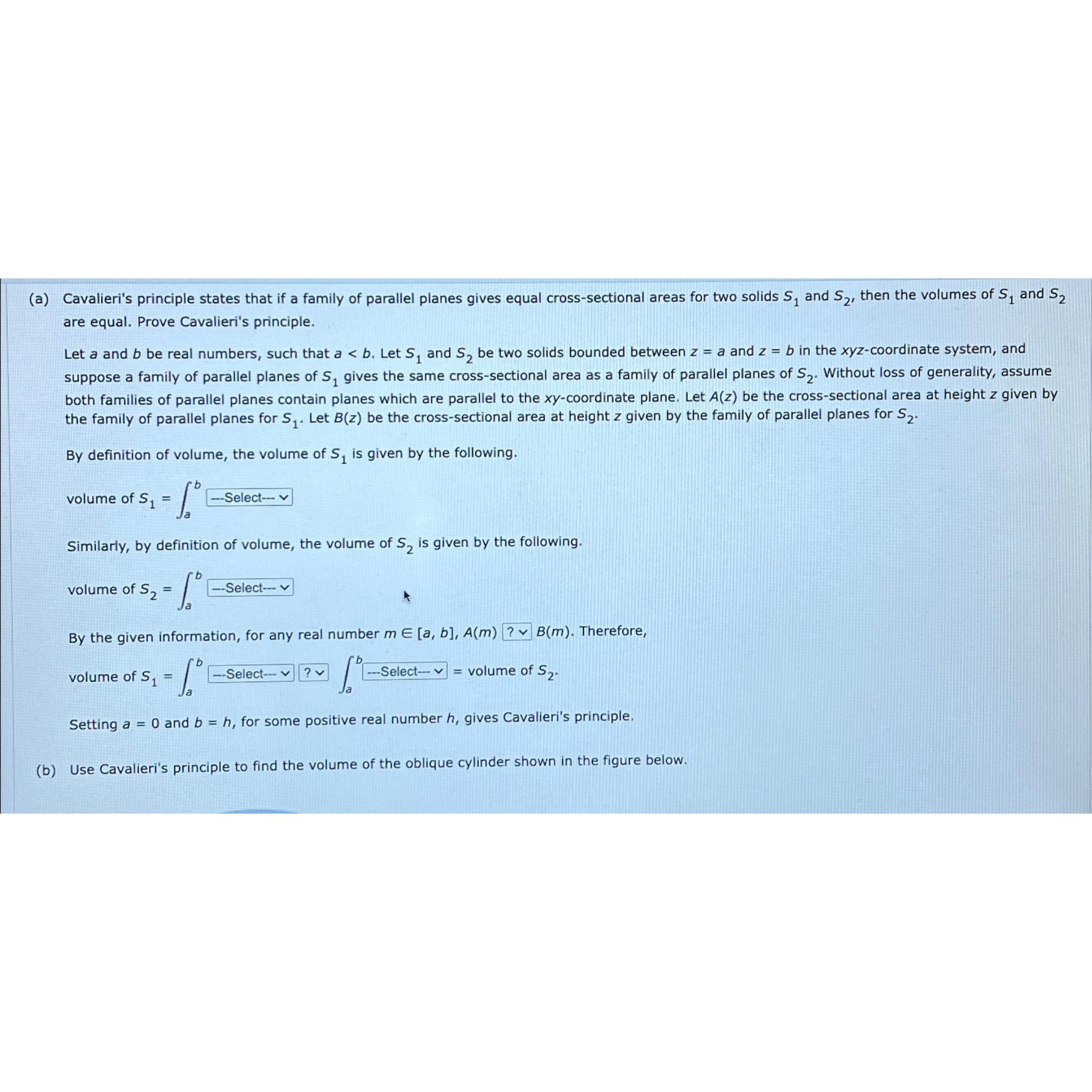 Solved (a) ﻿Cavalieri's principle states that if a family of | Chegg.com