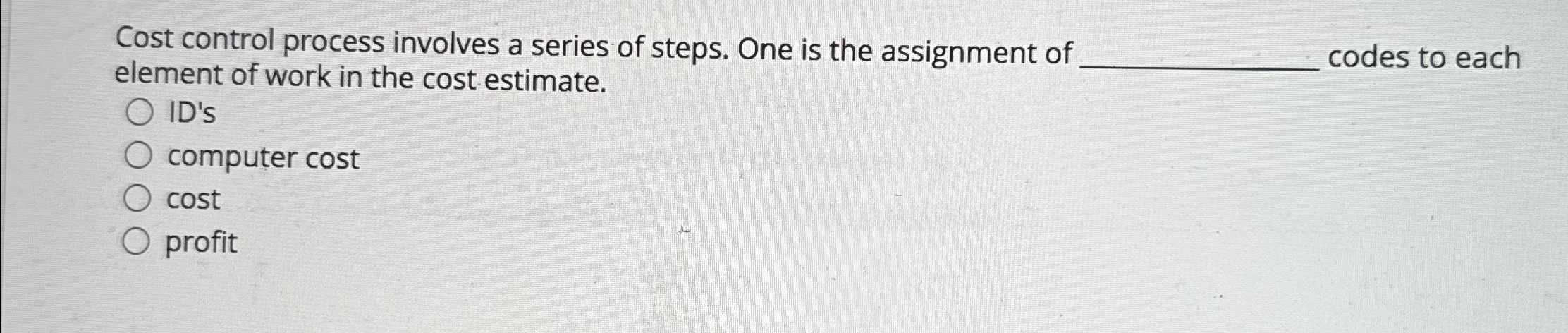 Solved Cost control process involves a series of steps. One | Chegg.com