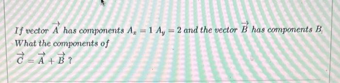 Solved If vector A has components Ax=1Ay=2 and the vector B | Chegg.com