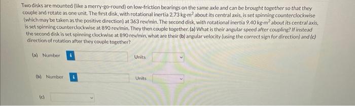 Solved Two disks are mounted (like a merry-go-round) on | Chegg.com