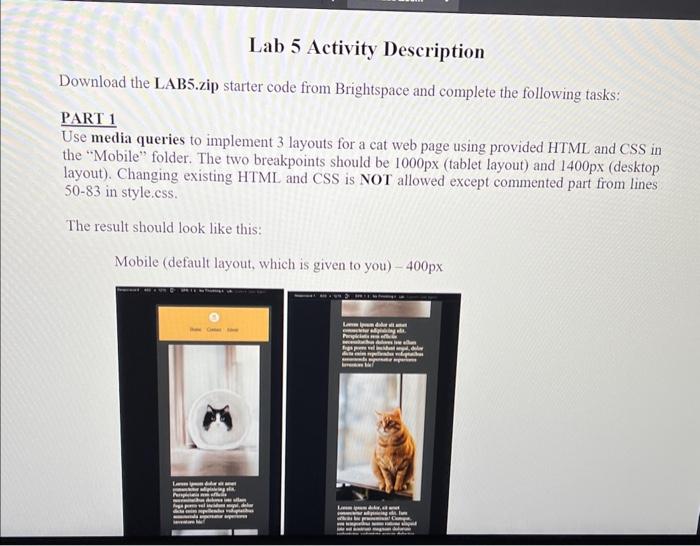 Download the LAB5.zip starter code from Brightspace | Chegg.com