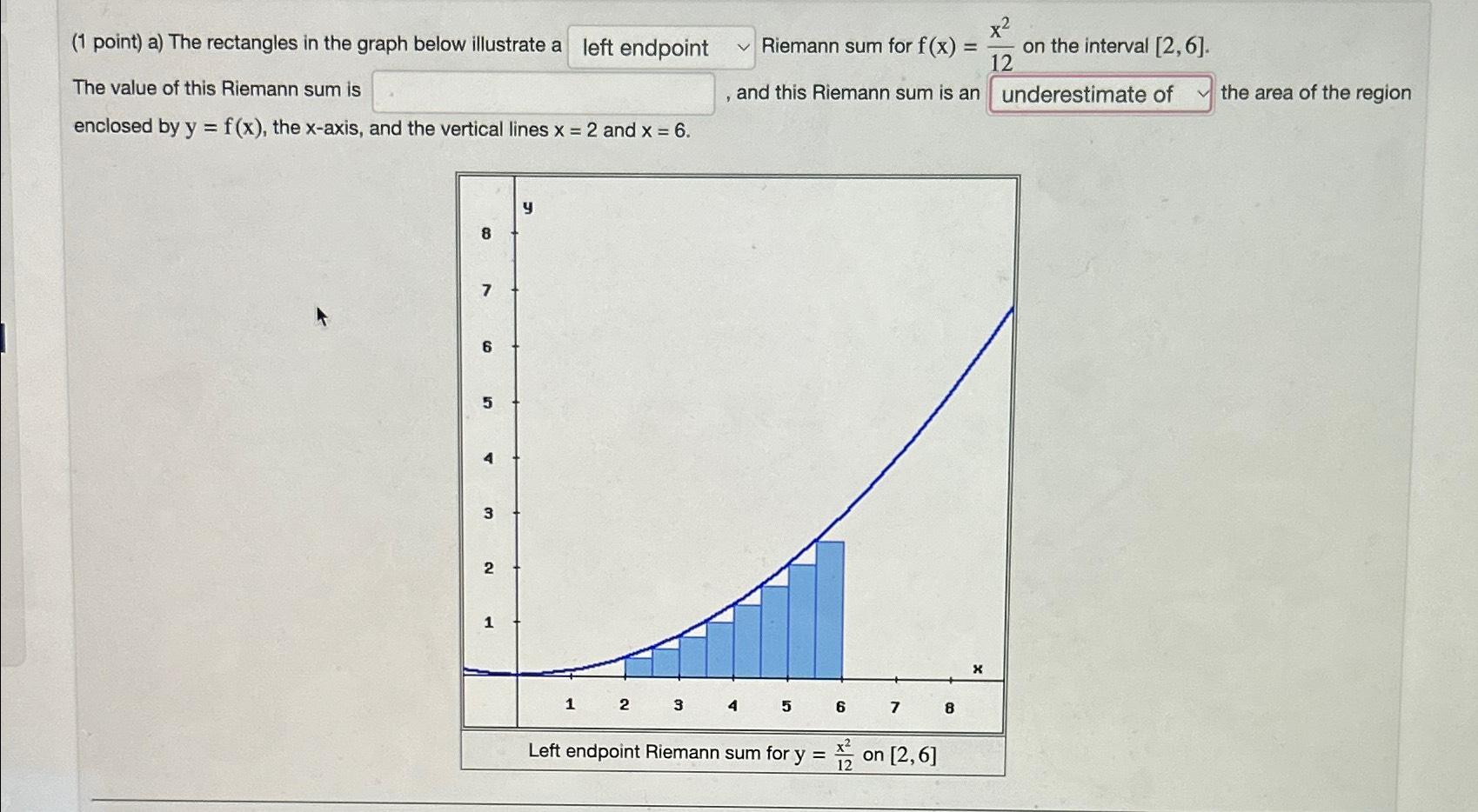 Solved (1 ﻿point) ﻿a) ﻿The rectangles in the graph below | Chegg.com