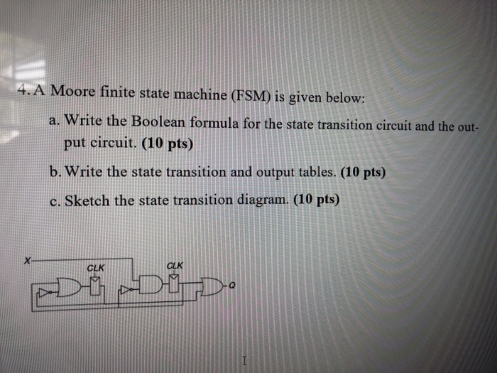 Solved 4. A Moore finite state machine (FSM) is given below: | Chegg.com