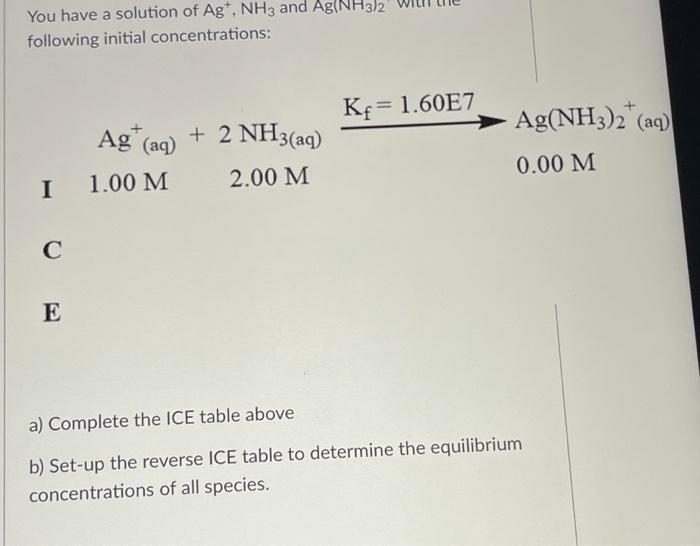 Solved You have a solution of Ag. NH3 and Ag(NH3)2 following | Chegg.com