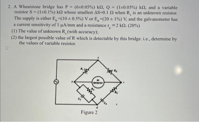 Solved 2. A Wheatstone bridge has | Chegg.com