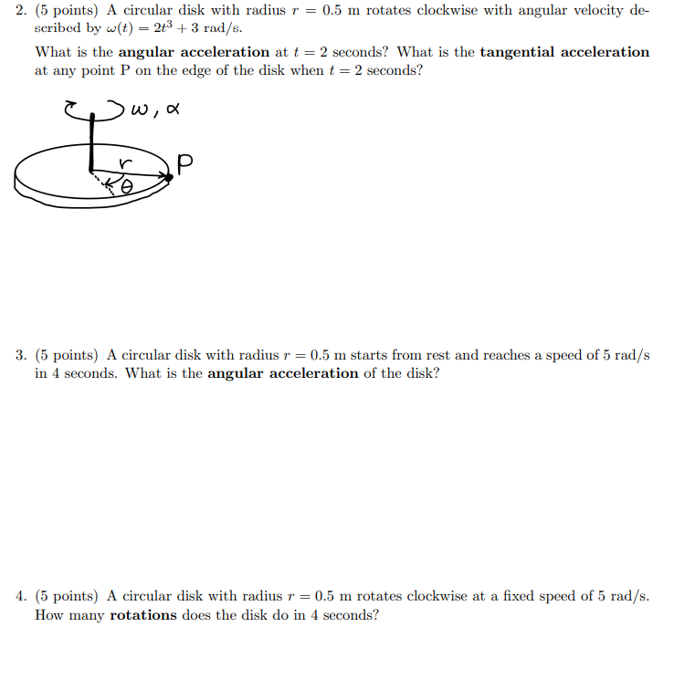 Solved (5 ﻿points) ﻿A circular disk with radius r=0.5m | Chegg.com