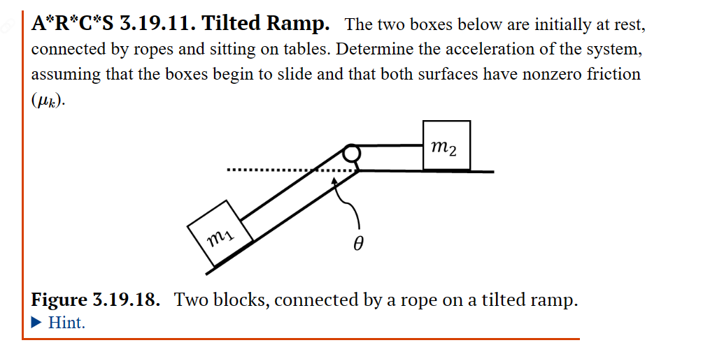 Solved A"R"C"S 3.19.11. ﻿Tilted Ramp. The two boxes below | Chegg.com