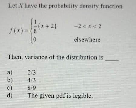 Solved Let X have the probability density function | Chegg.com