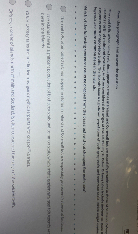 Solved Read the paragraph and answer the question.The seal | Chegg.com
