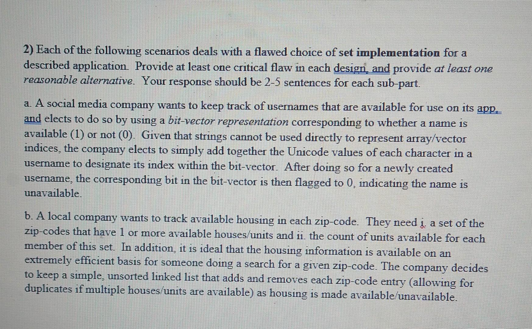 Solved 2) Each of the following scenarios deals with a | Chegg.com