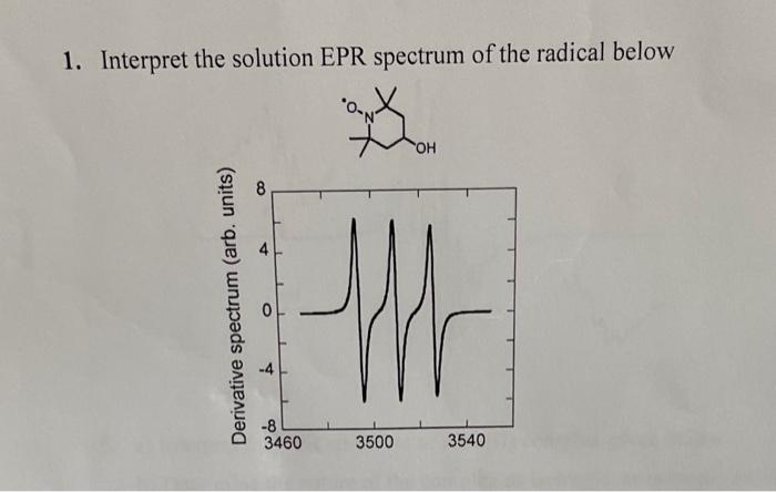 Solved 1. Interpret the solution EPR spectrum of the radical | Chegg.com