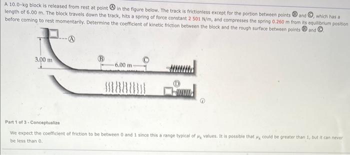 Solved A 10.0-kg block is released from rest at point ( ) in | Chegg.com