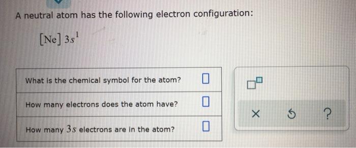 Solved A neutral atom has the following electron | Chegg.com