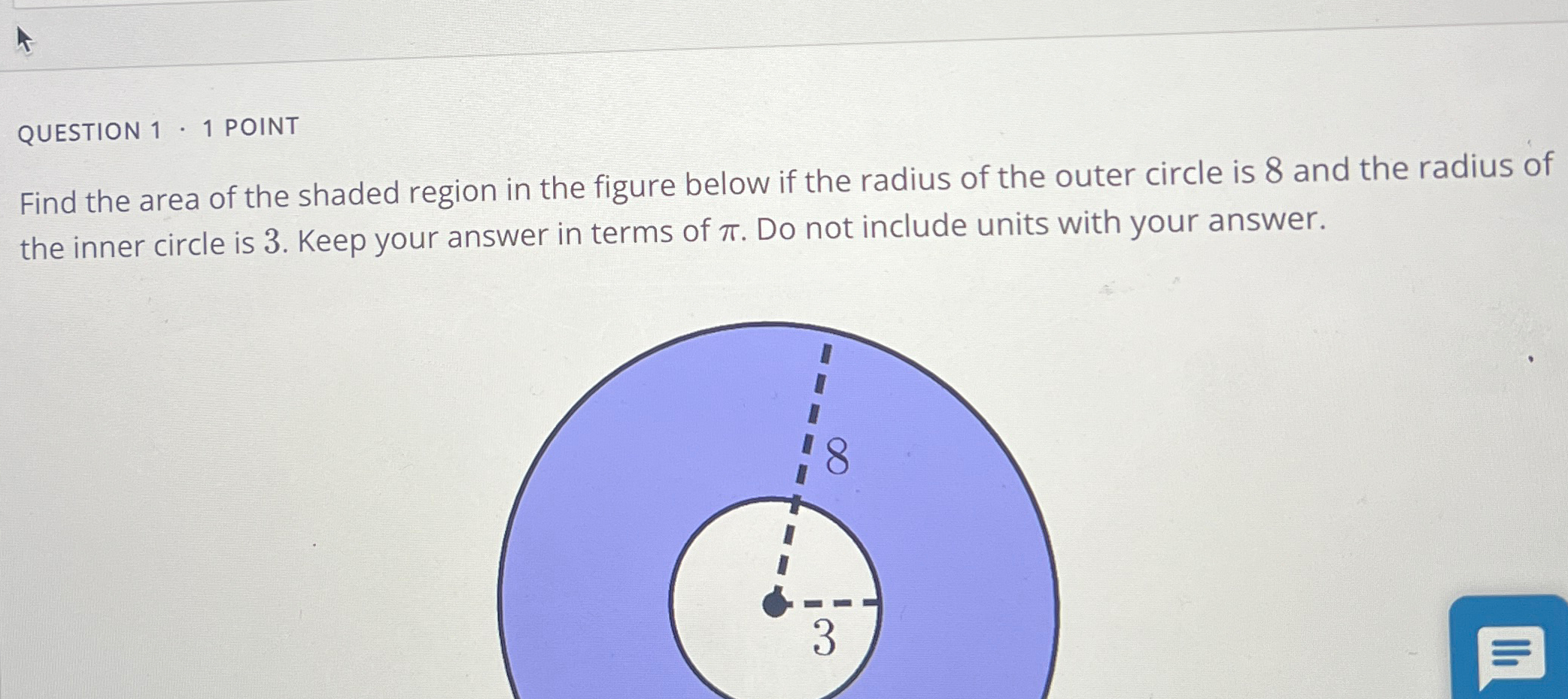 Solved QUESTION 1 - 1 ﻿POINTFind the area of the shaded | Chegg.com