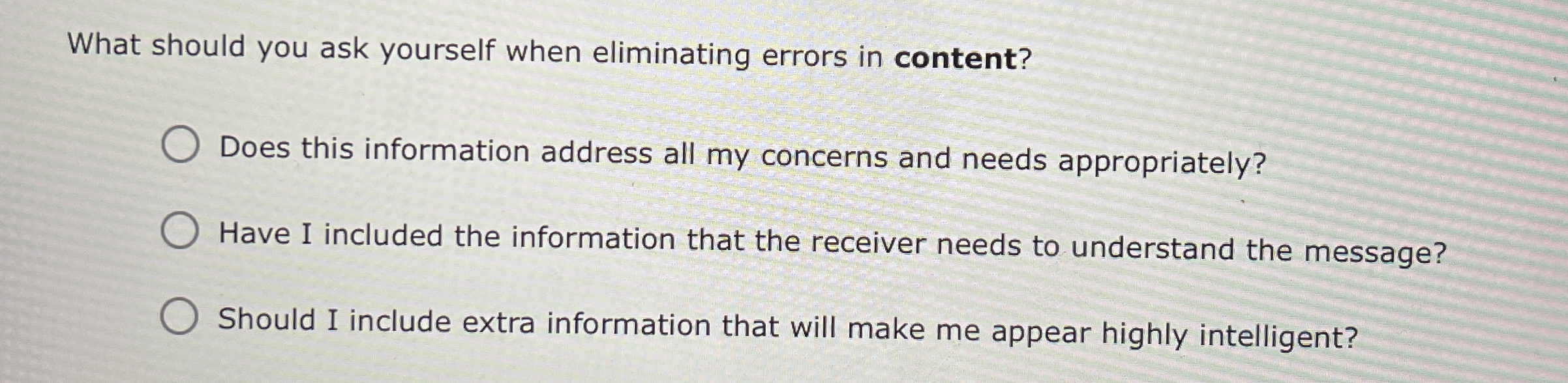 Solved What should you ask yourself when eliminating errors | Chegg.com