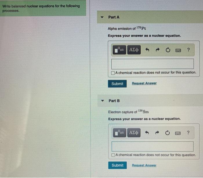 Solved Write balanced nuclear equations for the following | Chegg.com