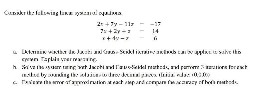 Solved Consider the following linear system of | Chegg.com