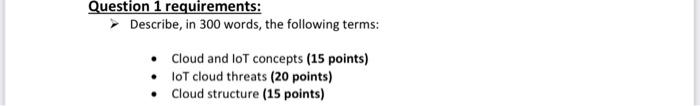 Solved Question 1 requirements: - Describe, in 300 words, | Chegg.com