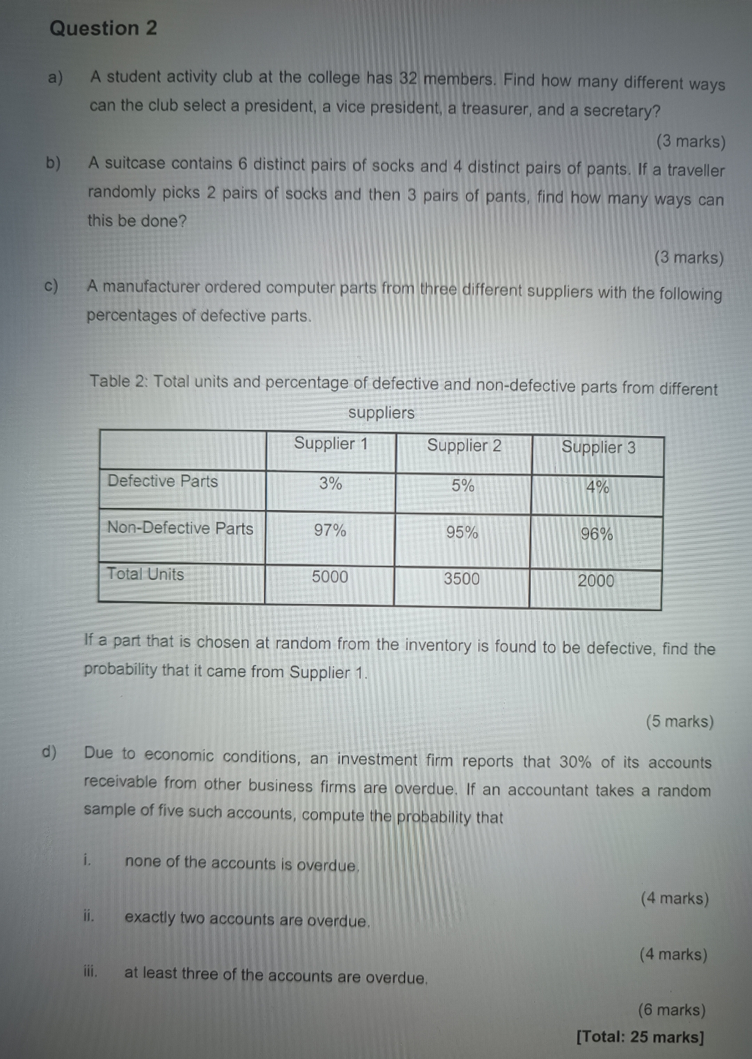 Solved Question 2a) ﻿A student activity club at the college | Chegg.com