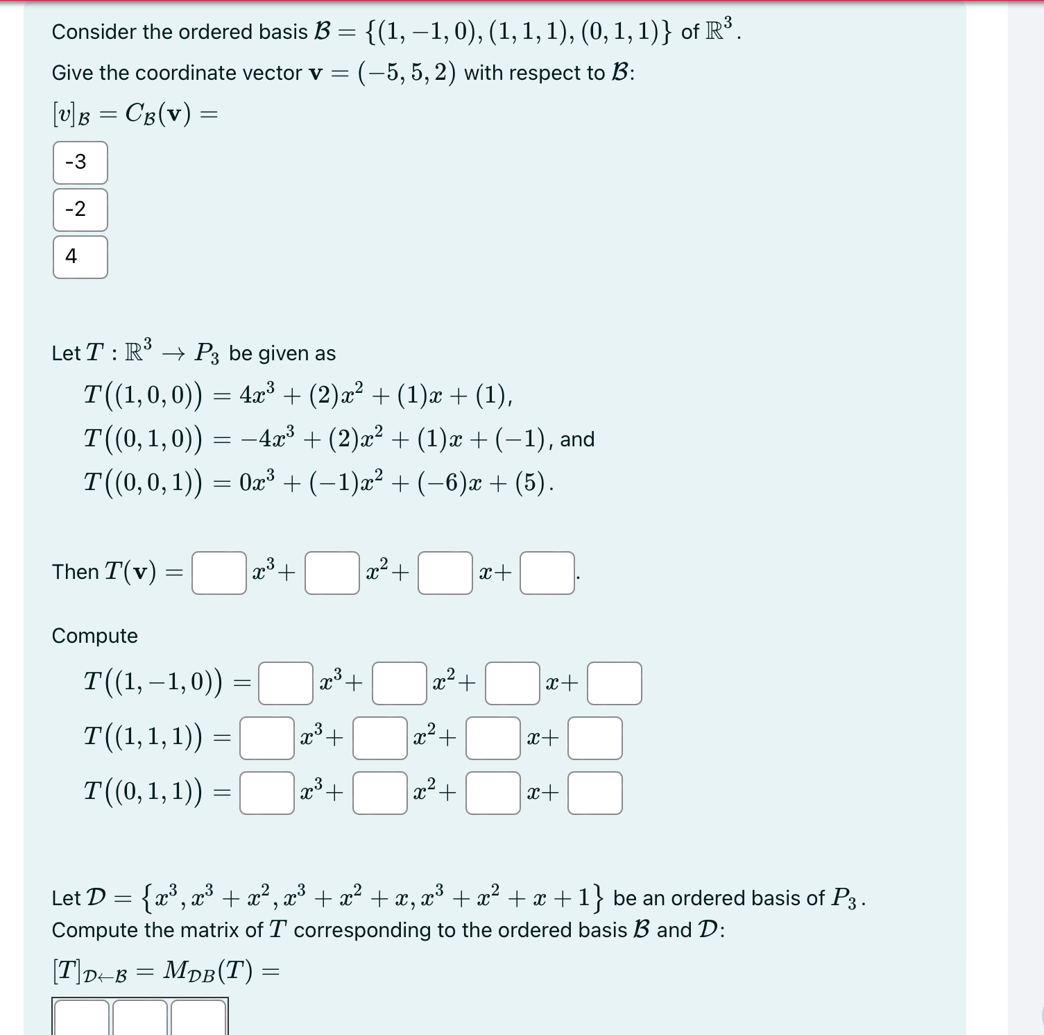 Consider the ordered basis | Chegg.com