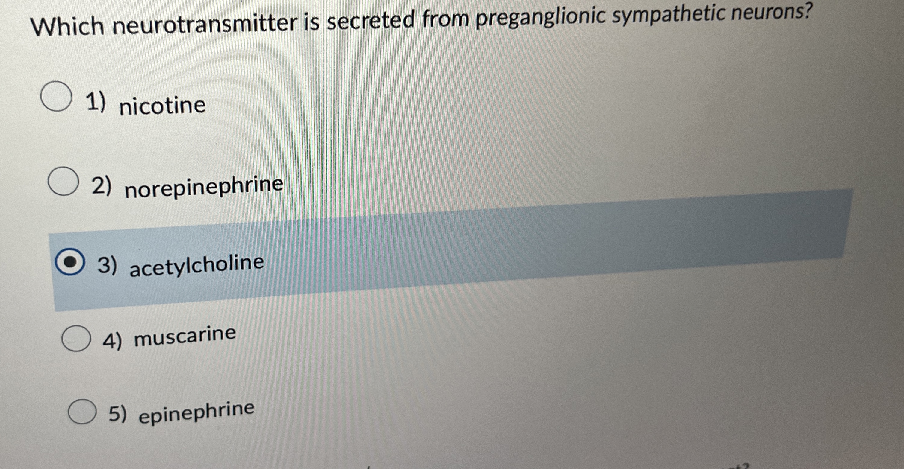 Solved Which neurotransmitter is secreted from preganglionic | Chegg.com