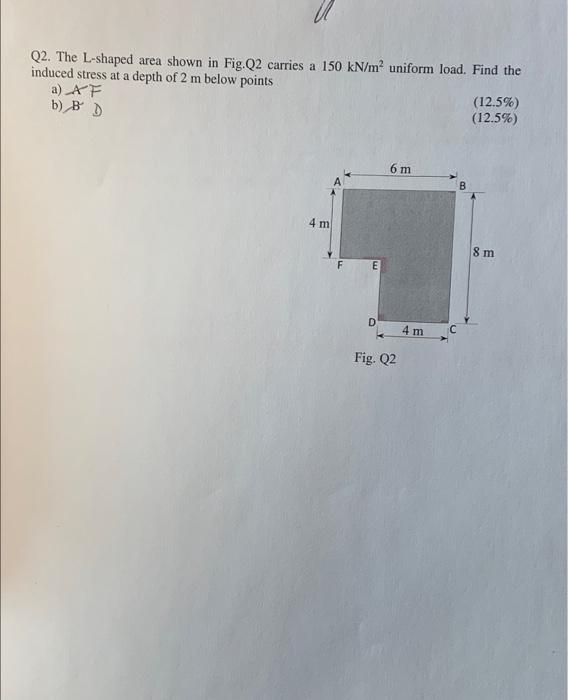 Solved Q2. The L-shaped area shown in Fig.Q2 carries a 150 | Chegg.com