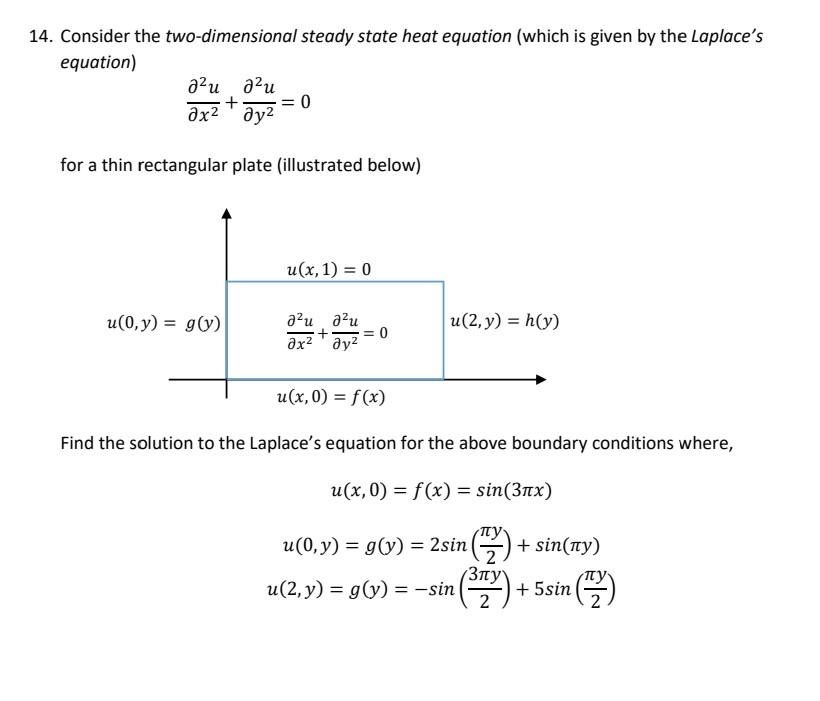 Solved 14. Consider the two-dimensional steady state heat | Chegg.com