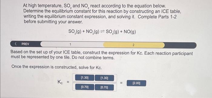 At high temperature, SO2 and NO2 react according to | Chegg.com