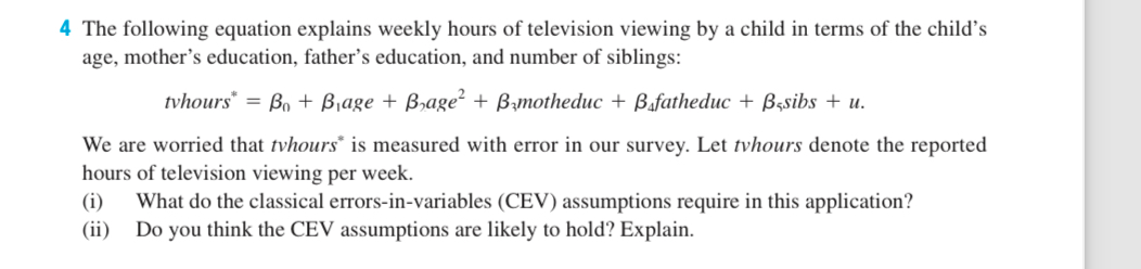 Solved 4 ﻿The following equation explains weekly hours of | Chegg.com
